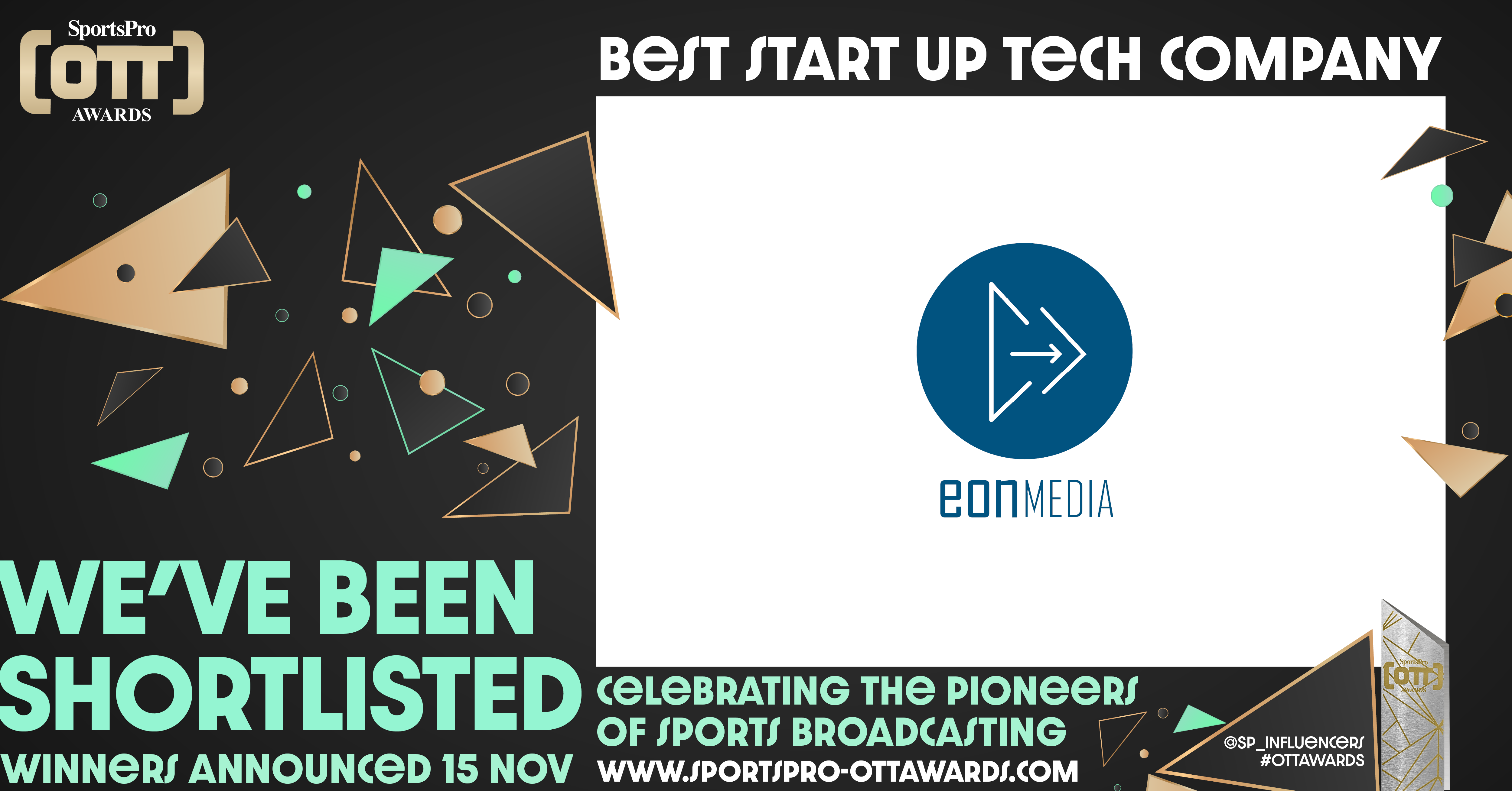 Eon Media Nominated ‘Best Startup Tech Company’ at SportsPro OTT Awards